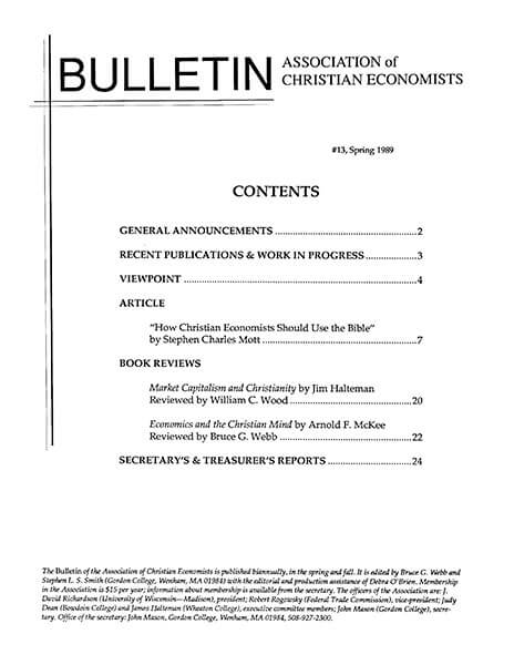 Faith & Economics, Issue 13, Spring 1989 - The Association of Christian ...