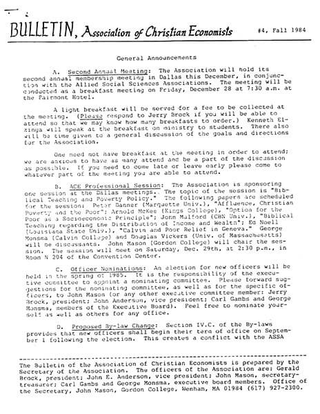 Faith & Economics, Issue 04, Fall 1984 - The Association of Christian ...