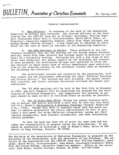 Faith & Economics, Issue 05, Spring 1985 - The Association of Christian ...