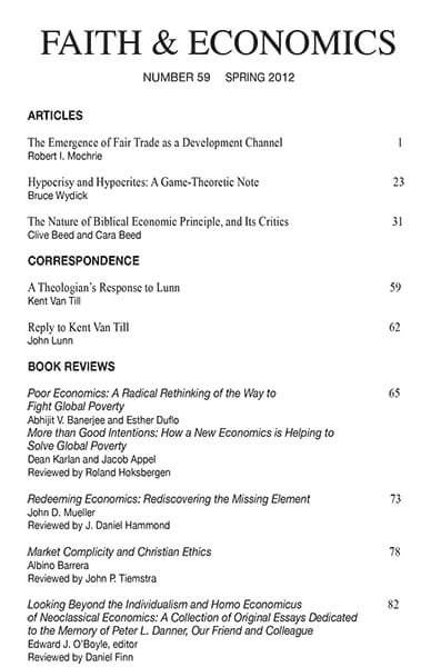 Faith & Economics, Issue 59, Spring 2012 - The Association of Christian ...