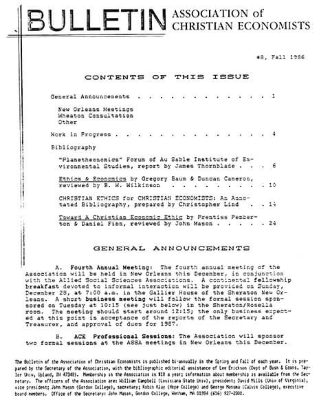 Faith & Economics, Issue 08, Fall 1986 - The Association of Christian ...